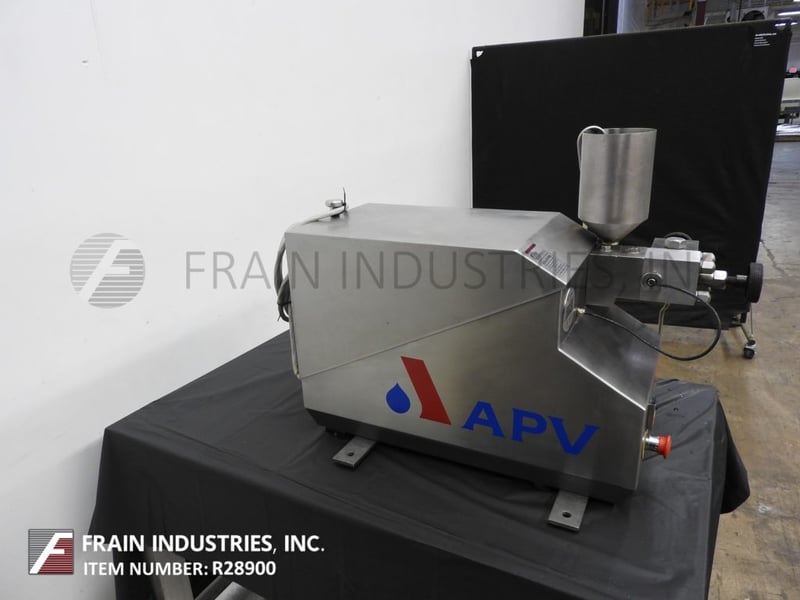 APV #LAB1000, 2-stage, homogenizer, 6 GPH, 12000 psi, digital pressure ...