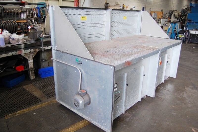 Dual Draw down draft table, 94" L x 44" W perforated metal table, 23" H ...