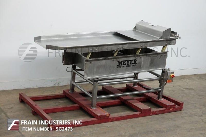 34" wide x 9.4' long, Meyer Stainless Steel vibratory conveyor, 2-3/4" sidewalls, Quadra ...