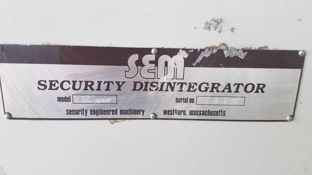SEM Security #12HLG, Disintegrator, #3998 For Sale | Surplus Record