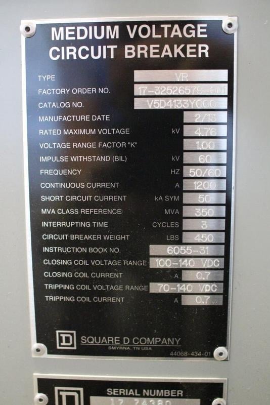 Square D #MasterClad, 1200 Amp, 5 KV, 5 sections w/6 breakers, new ...