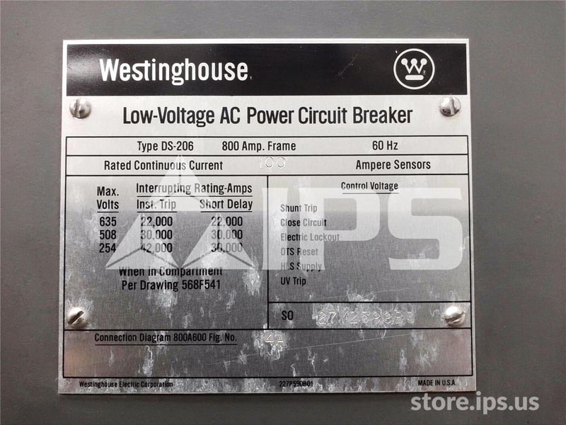 800 Amps WH Ds-206 Mo/do 100 Amps Ct for Sale | Surplus Record