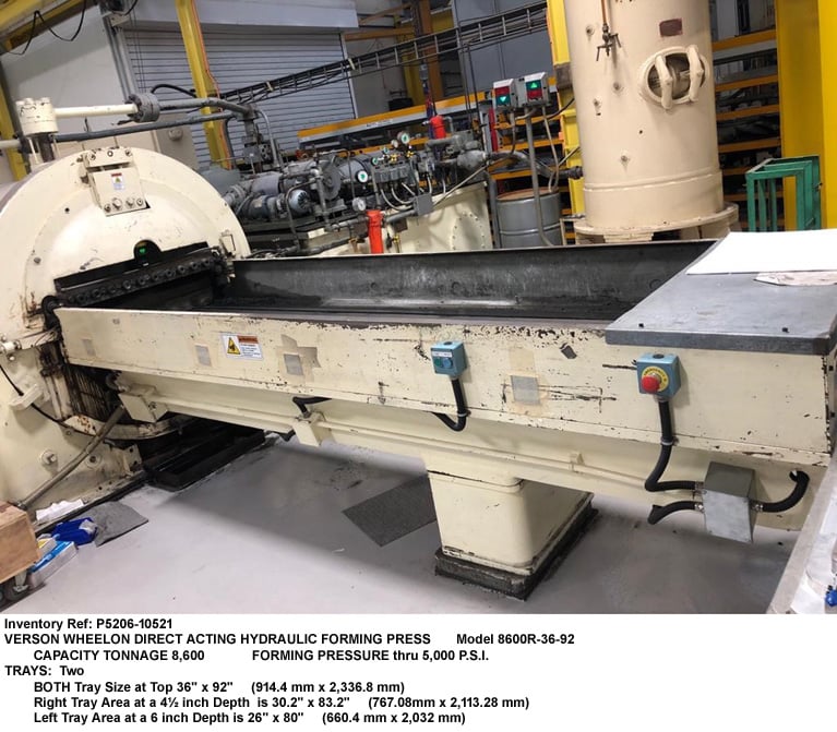 8600 Ton, Verson Wheelon Fluid Cell Forming Press #R8600-36x92, 5000 ...