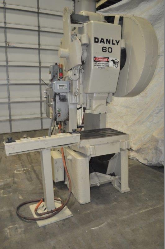 60 Ton, Danly, OBI press, 3.5" stroke, 13-1/2" Shut Height, air clutch ...