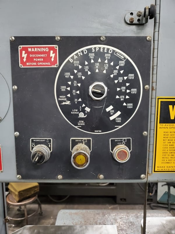 36" DoAll #3613-2, vertical band saw, 30" x24" tilt table, 2-5200 FPM ...