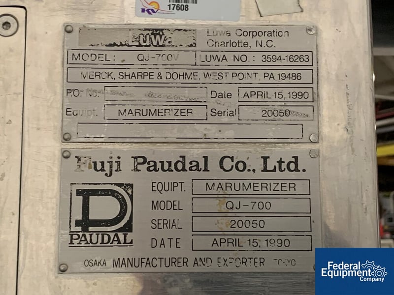 Fuji Marumerizer Spheronizer #QJ700, Stainless Steel, jacketed bowl, S ...