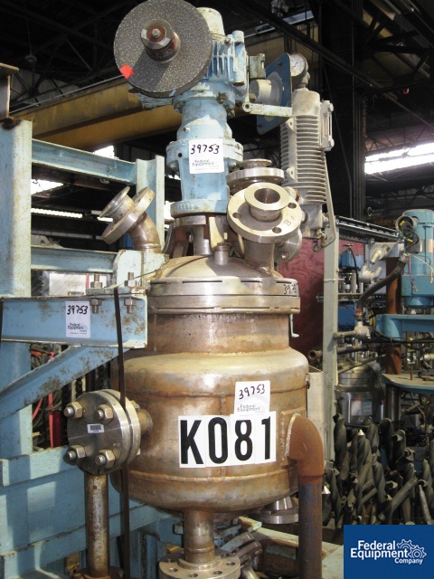 10 gallon Pfaudler reactor, 316L Stainless Steel, dish top & bottom, 60 ...