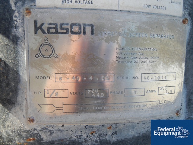 40" Kason, circular screen, Stainless & Carbon Steel, 1 deck, .5 HP ...