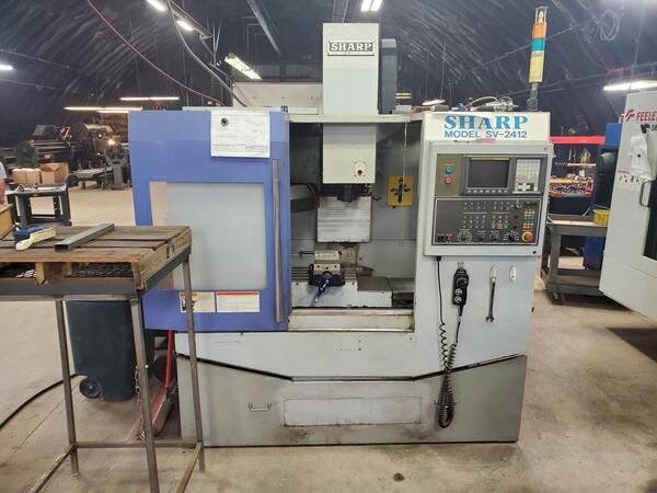Sharp #SV-2412, vertical machining center, Fanuc 0i Mate-MC, 3-Axis, 24" X, 12" Y, 18" Z, 10 ...