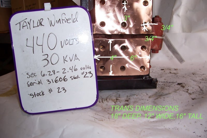 30 KVA 440/460/480 Primary,, Taylor-Winfield, machine type welder ...