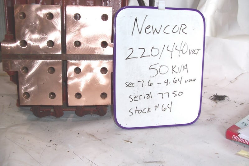 50 KVA 440/220 Primary, 7.6-4.64 Secondary, Newcor, machine type ...