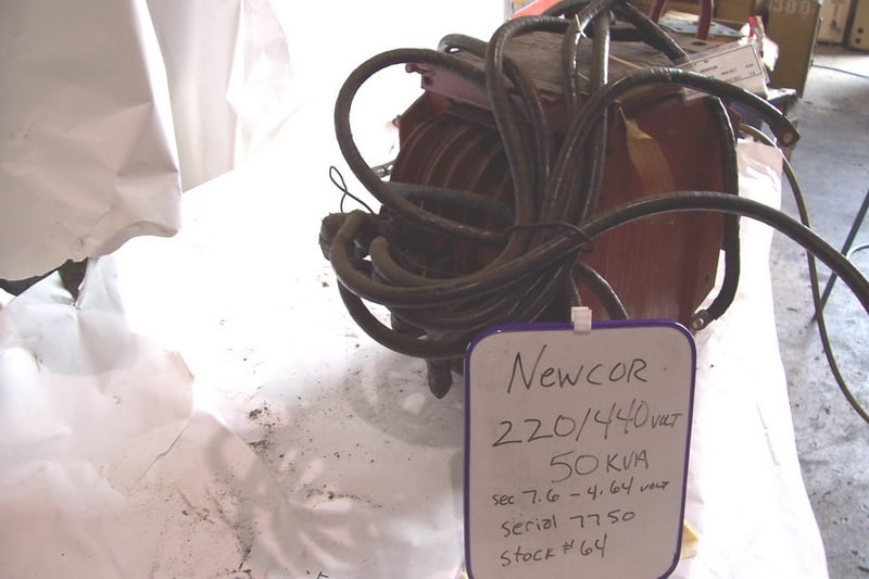 50 KVA 440/220 Primary, 7.6-4.64 Secondary, Newcor, machine type ...