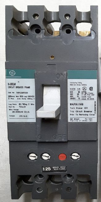 General Electric, THFK236F00, 225 amp Hi-Break TFK circuit breaker ...