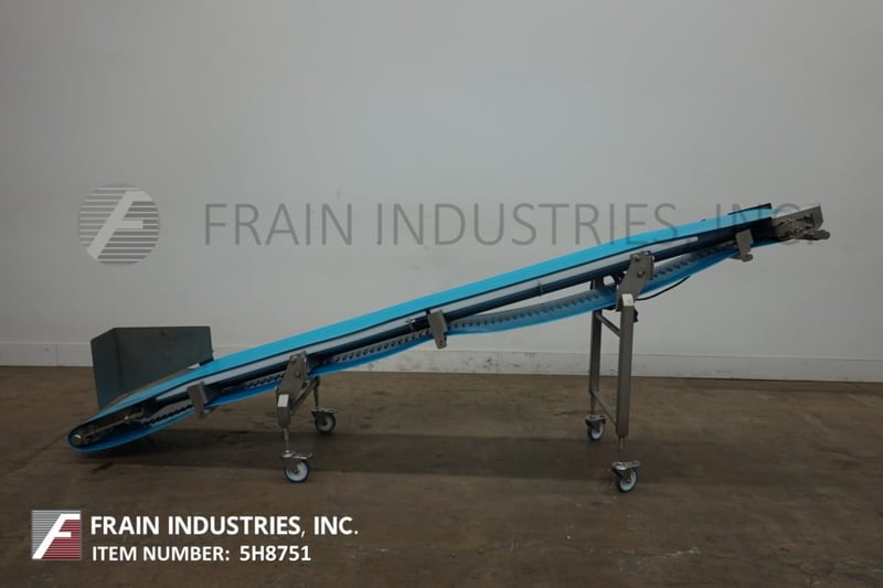 18" wide x 12.9' long, Inclined Stainless Steel conveyor, 8-1/2" infeed ...
