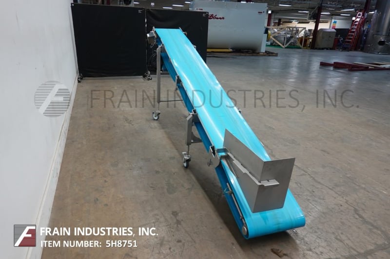 18" wide x 12.9' long, Inclined Stainless Steel conveyor, 8-1/2" infeed ...