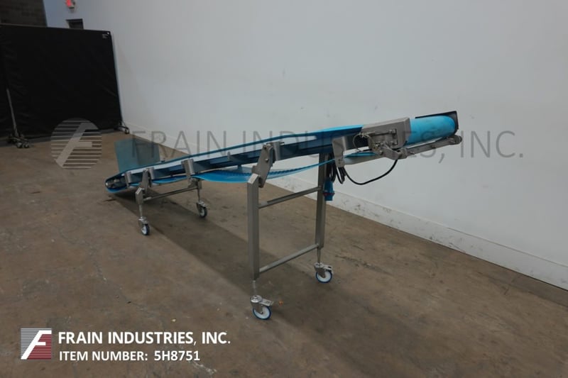 18" wide x 12.9' long, Inclined Stainless Steel conveyor, 8-1/2" infeed ...