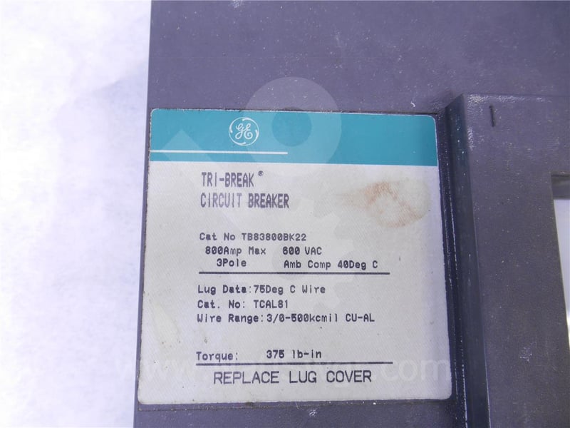 GE Tb-8 Tri-break Line Mccb 800at For Sale | Surplus Record