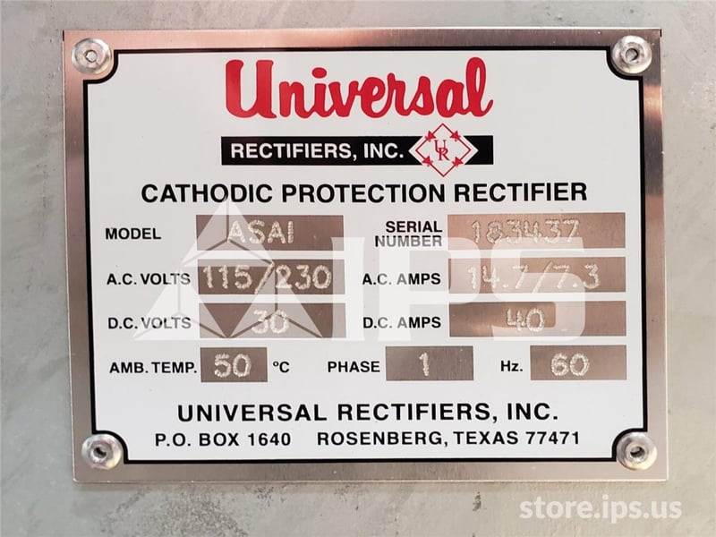 Universal Cathodic Protection Rectifier 230vac:30 Volts DC 40 Amps New ...
