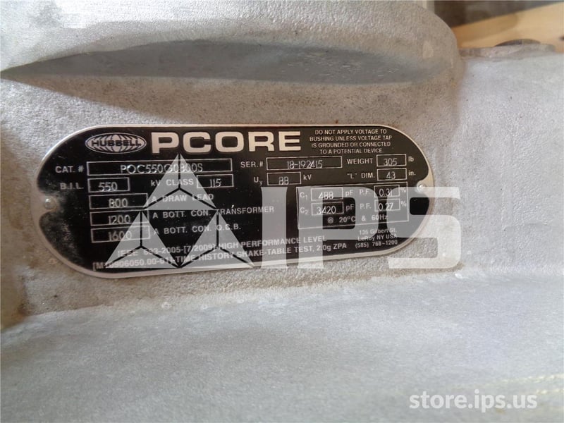 Hps Pcore 115 KV 800/1600 Amps Drawlead And Bottom Connect Bushing New ...