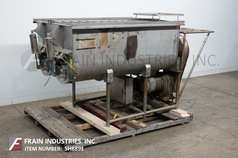110 cu.ft. Mepaco, 304 Stainless Steel dual trough ribbon blender, lift ...
