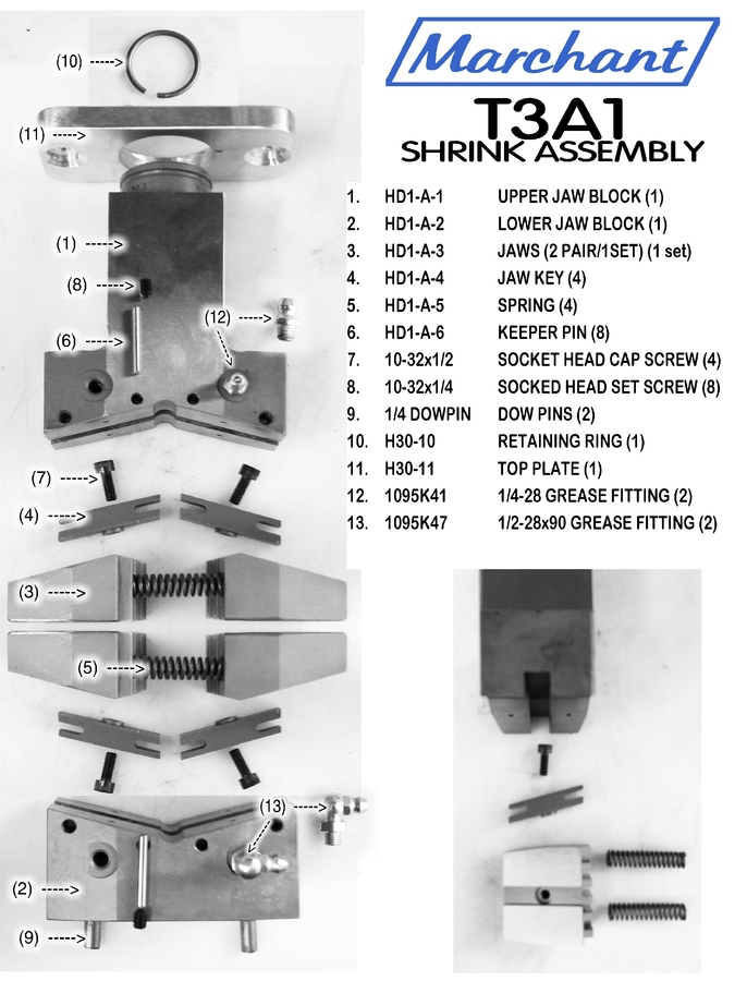 Marchant Shrinker - Stretchers 4A, 4H, 6FG, 6A, 12A, Jaw Assemblies ...