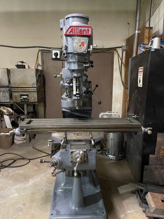 Alliant #1-1/2TMV, vertical miller, 9" x42" tbl., 2 HP, 30" X, 12" Y, 5 ...