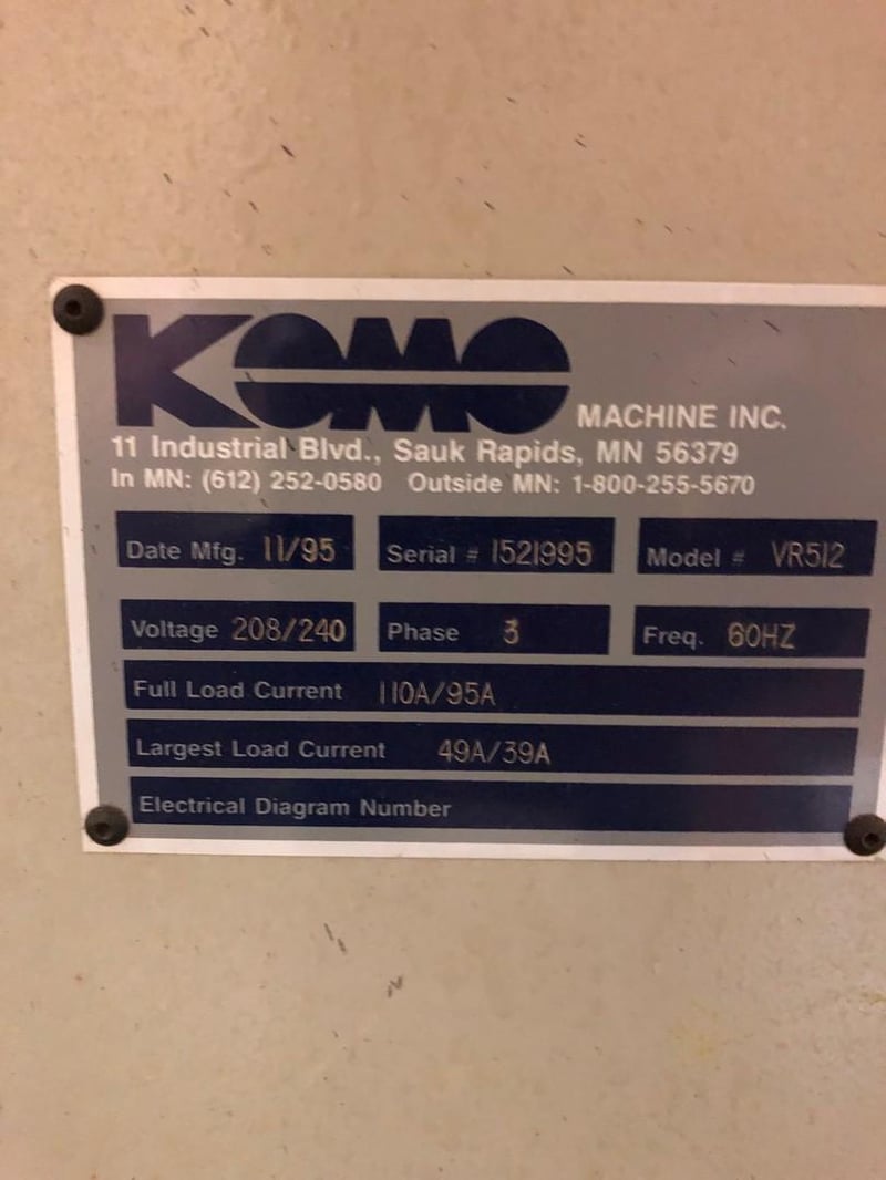 Komo #VR-512, CNC router, 5' x12' table, 8 pos., 145" X, 84" Y, 9" Z ...