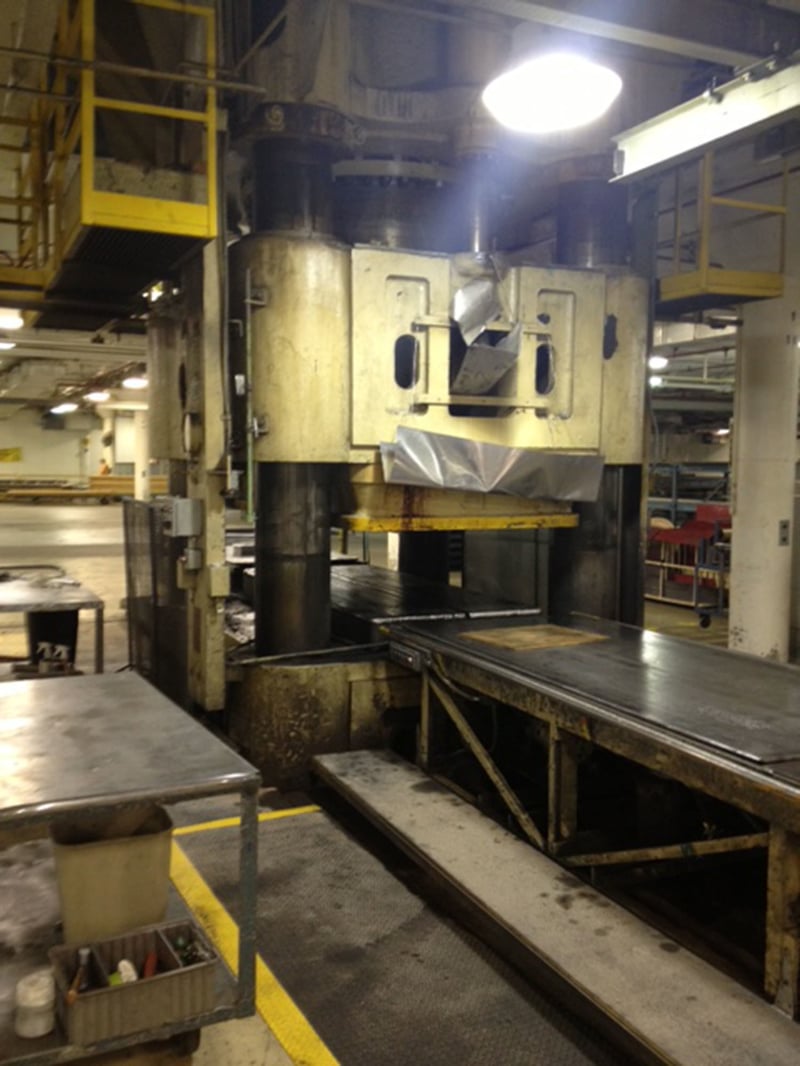 5000 Ton, Lake Erie, downacting hydraulic press, 48" stroke, 60 ...