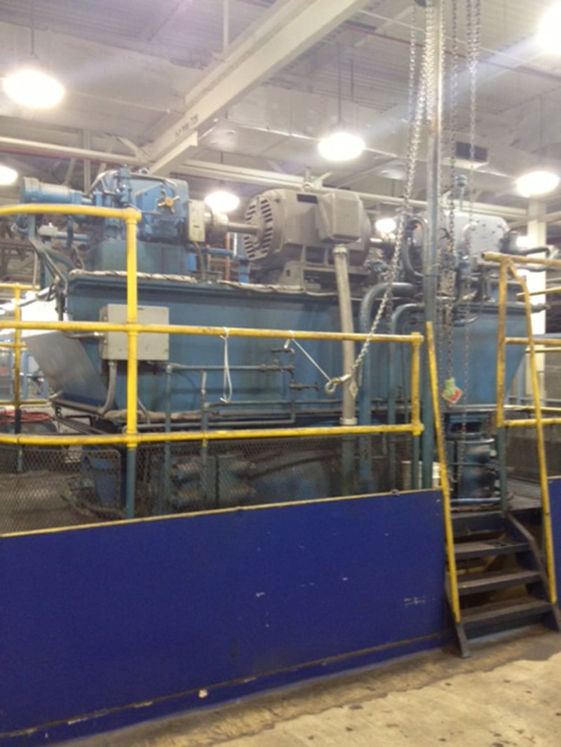 5000 Ton, Lake Erie, downacting hydraulic press, 48" stroke, 60 ...