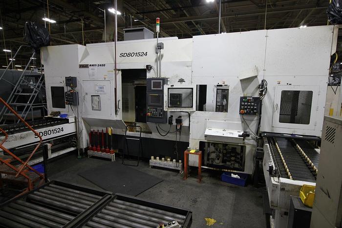 Fuji #ANS-3400, single spindle twin turret CNC lathe, Fanuc 0iT-TD ...