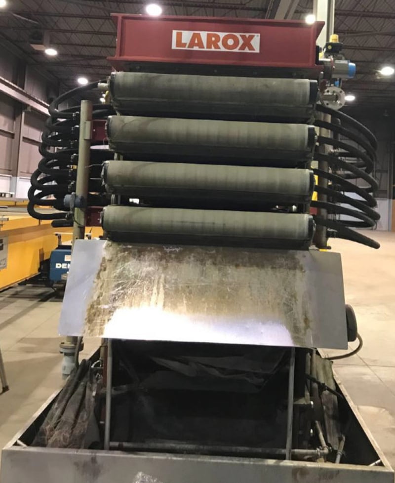Larox #PF12.5, vertical pressure filter, skid mounted, 8 chamber press ...