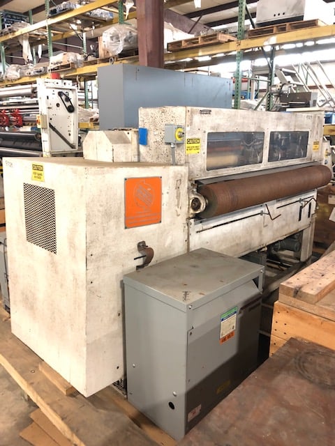 55" Maxson, twin-knife sheeter, w/4 Tidland shear cut slitter knives ...