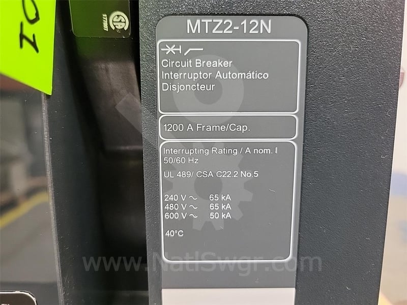1200 Amps Square D Masterpact Mtz2 12n Mo/do (mtz212n) Micrologic 6.0x ...