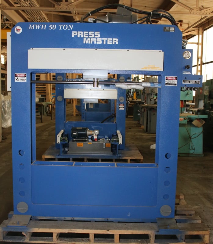 50 Ton, Press Master #HFP-50MWH, H-Frame hydraulic press, 12" stroke ...