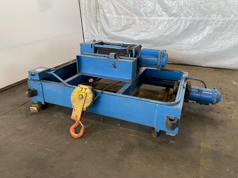 3 Ton, Ace Top Running Double Girder Trolley Hoist, 5' trolley gauge ...