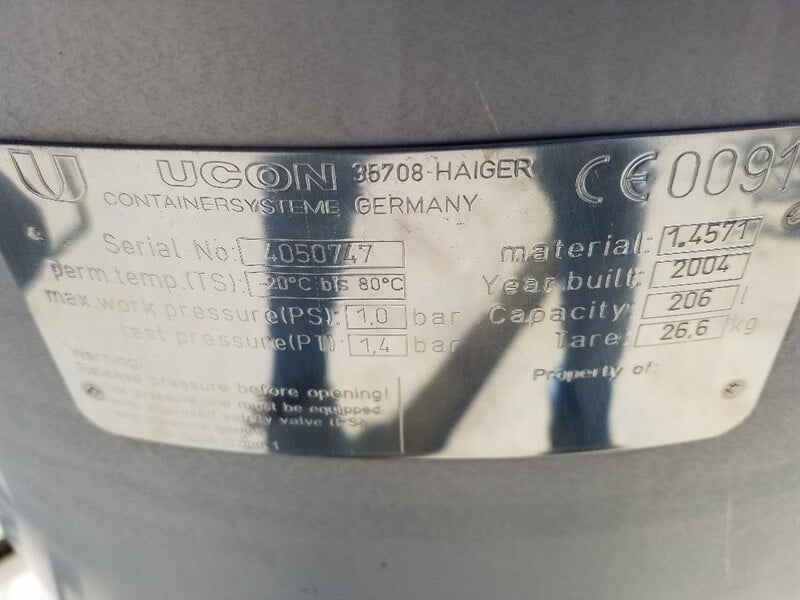 54 gallon 14 psig, 21" x 28", UCON Containersysteme, 316 Stainless ...