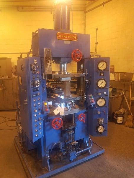 60 Ton, Alpha #AP62-60-Ton, hydraulic compacting press, opposed ram, 6 ...