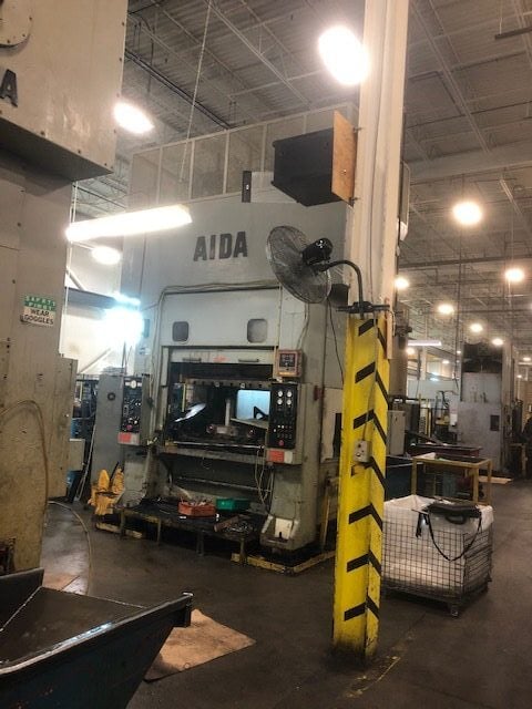 200 Ton, Aida #PMX-L2-200-UJ, straight side double crank press, 8 ...