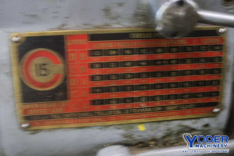 15" x 50" Clausing #15", engine lathe, 9-1/2" swing over cross slide ...