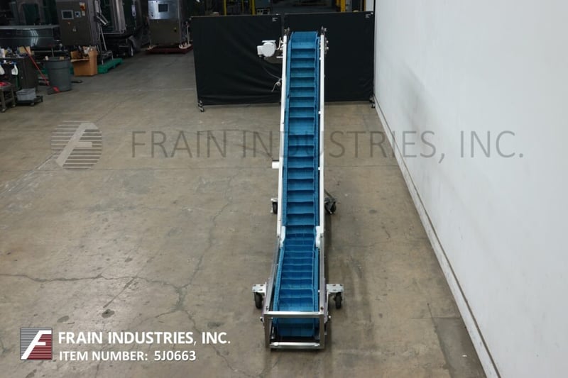 12" wide, Ultra Fab Inc., Stainless Steel, inclined cleated conveyor ...