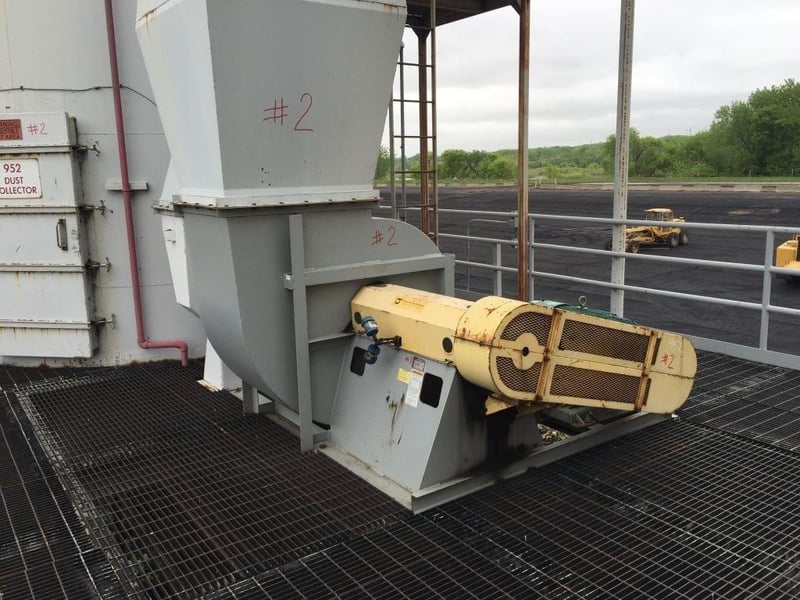 30000 cfm Air Cure #484-RF-8, Reverse Air Fan Baghouse Dust Collector ...