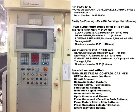 Avure Quintus #QRL-63, fluid cell forming press, 42.9"-26.9" blank, 12. ...