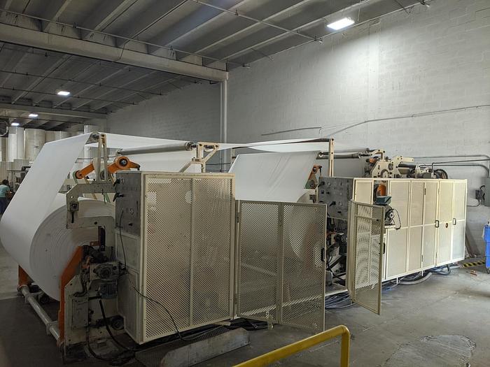 Tissue Converting line, Perini, 2 unwind stands for 2 ply, rewinder ...