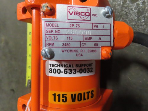 HP 3450 RPM Vibco vibratory motor #2P-75, new, unused, 115 Volts, 1 ...