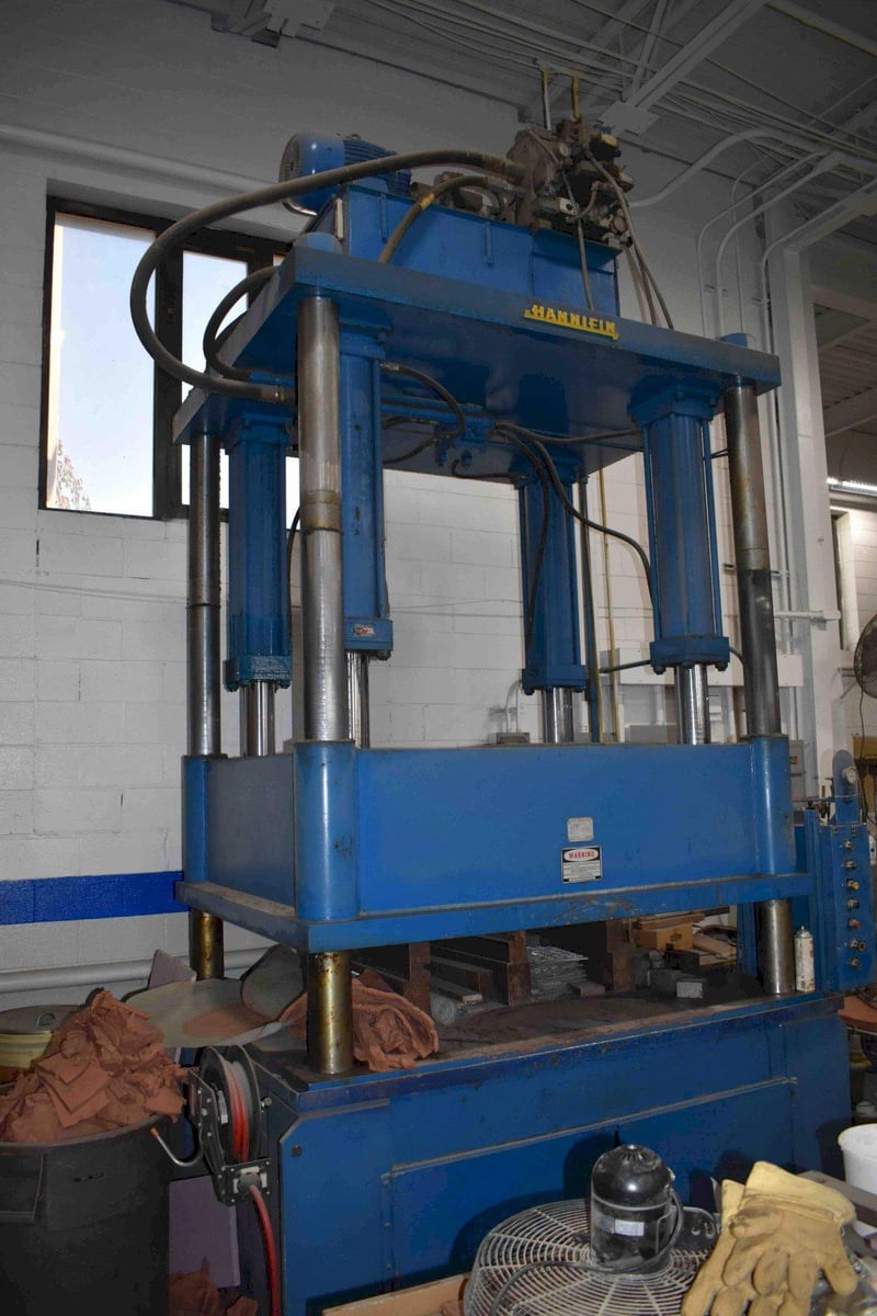 250 Ton, Hannifin, 4-post hydraulic press, 30" stroke, 35" daylight, 78 ...