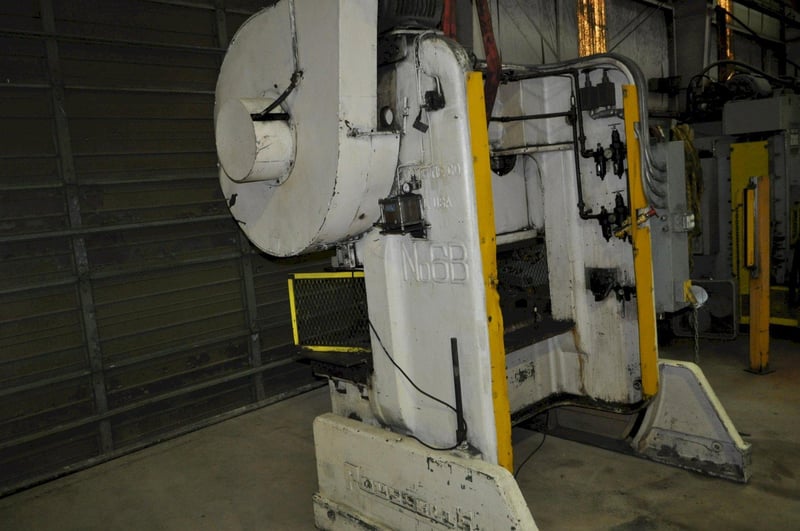 60 Ton, Rousselle #6B, double crank gap press, 4" stroke, 13" Shut ...