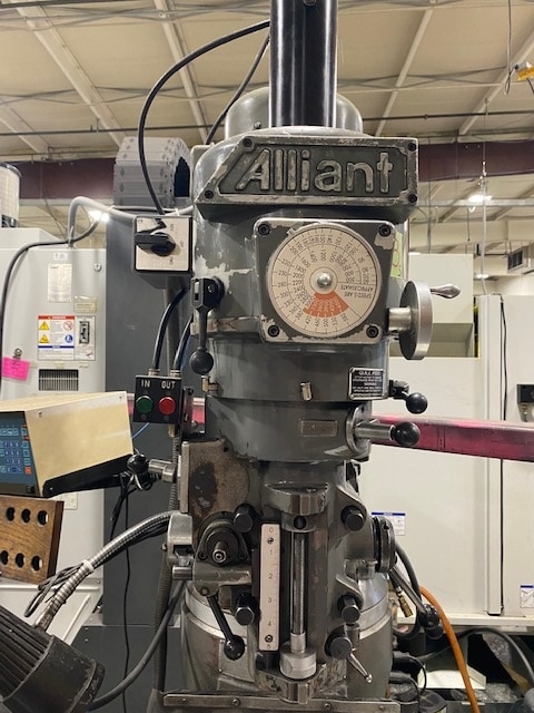 Alliant #RT2V, Vertical Knee Mill, 9" x42" table, digital read out, Available Immediately, 1993 ...