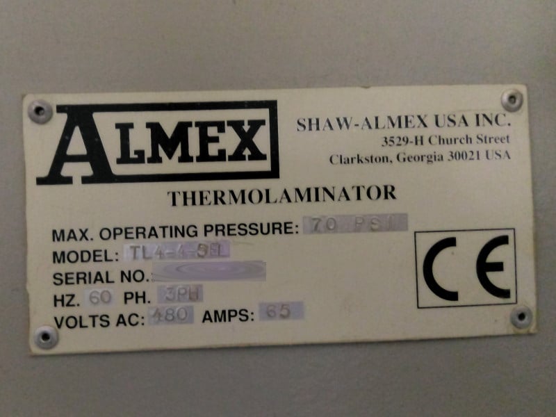 Shaw Almex TL-4-4-5EL, membrane press, 2-1/2" thick, 52" wide dual tray ...