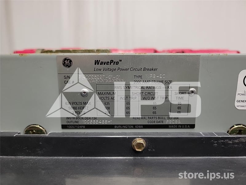 2000 Amps GE Wps-20 Mo/do W11jabnx1xaxxxx 120 Volts AC Shunt Trip, Mvt ...