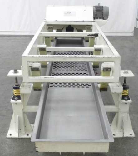 18" wide x 11' long, Deamco vibratory feeder, 4" deep, fiberglass ...